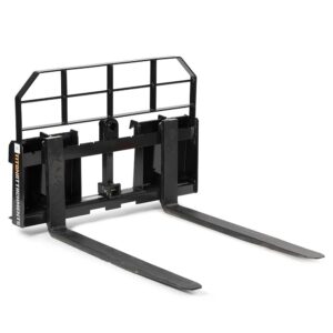 titan attachments hd skid steer pallet fork attachment, 60" fork blades, rate 5,500 lb, quick tach tractor loader