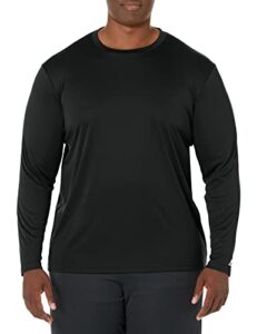 russell athletic men's standard long sleeve performance tee, black, large