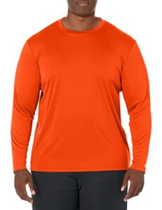 russell athletic men's long sleeve performance tee, burnt orange, x-large