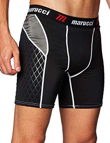 Marucci Mens Elite Shorts Sports, MASL-BK-AXL, Adult Padded Slider, Black, X-Large US