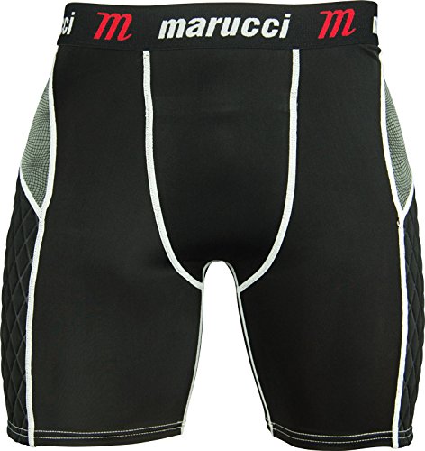 Marucci Mens Elite Shorts Sports, MASL-BK-AXL, Adult Padded Slider, Black, X-Large US