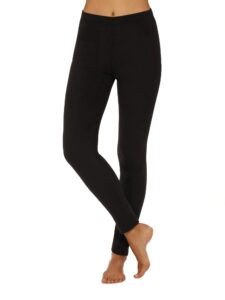 cuddl duds women's fleecewear stretch thermal leggings, black, medium