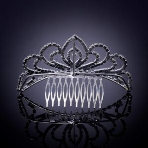 Bseash Mini 4.4" Silver Crystal Tiara Crown Headband Princess Elegant Crown with combs pin for Women Girls Bridal Wedding Prom Birthday Party