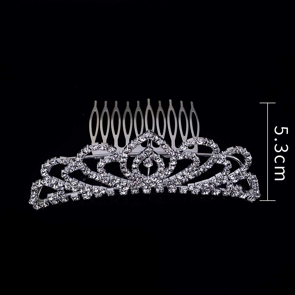 Bseash Mini 4.4" Silver Crystal Tiara Crown Headband Princess Elegant Crown with combs pin for Women Girls Bridal Wedding Prom Birthday Party