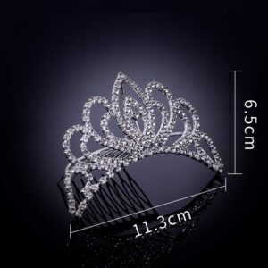 Bseash Mini 4.4" Silver Crystal Tiara Crown Headband Princess Elegant Crown with combs pin for Women Girls Bridal Wedding Prom Birthday Party