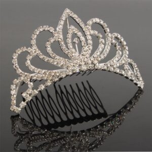 Bseash Mini 4.4" Silver Crystal Tiara Crown Headband Princess Elegant Crown with combs pin for Women Girls Bridal Wedding Prom Birthday Party