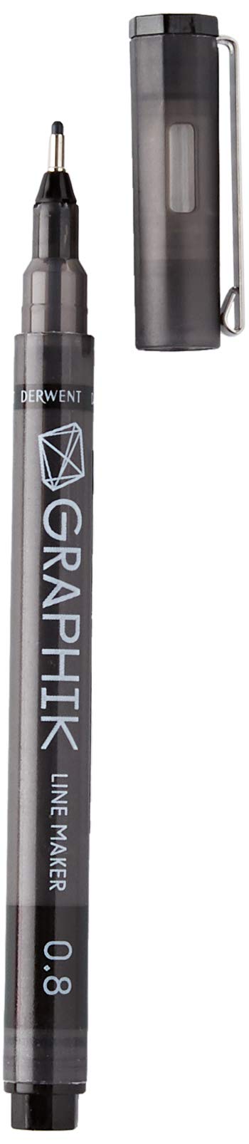 Derwent Graphite Pens, Graphik Line Maker Drawing Pens, Black, 6 Pack (2302206)