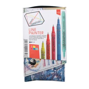 derwent graphite pens, graphik line painter colored pens, palette no.1, 5 pack (2302230)