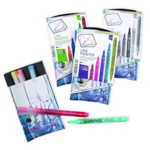 Derwent Graphite Pens, Graphik Line Painter Colored Pens, Palette No.1, 5 Pack (2302230)