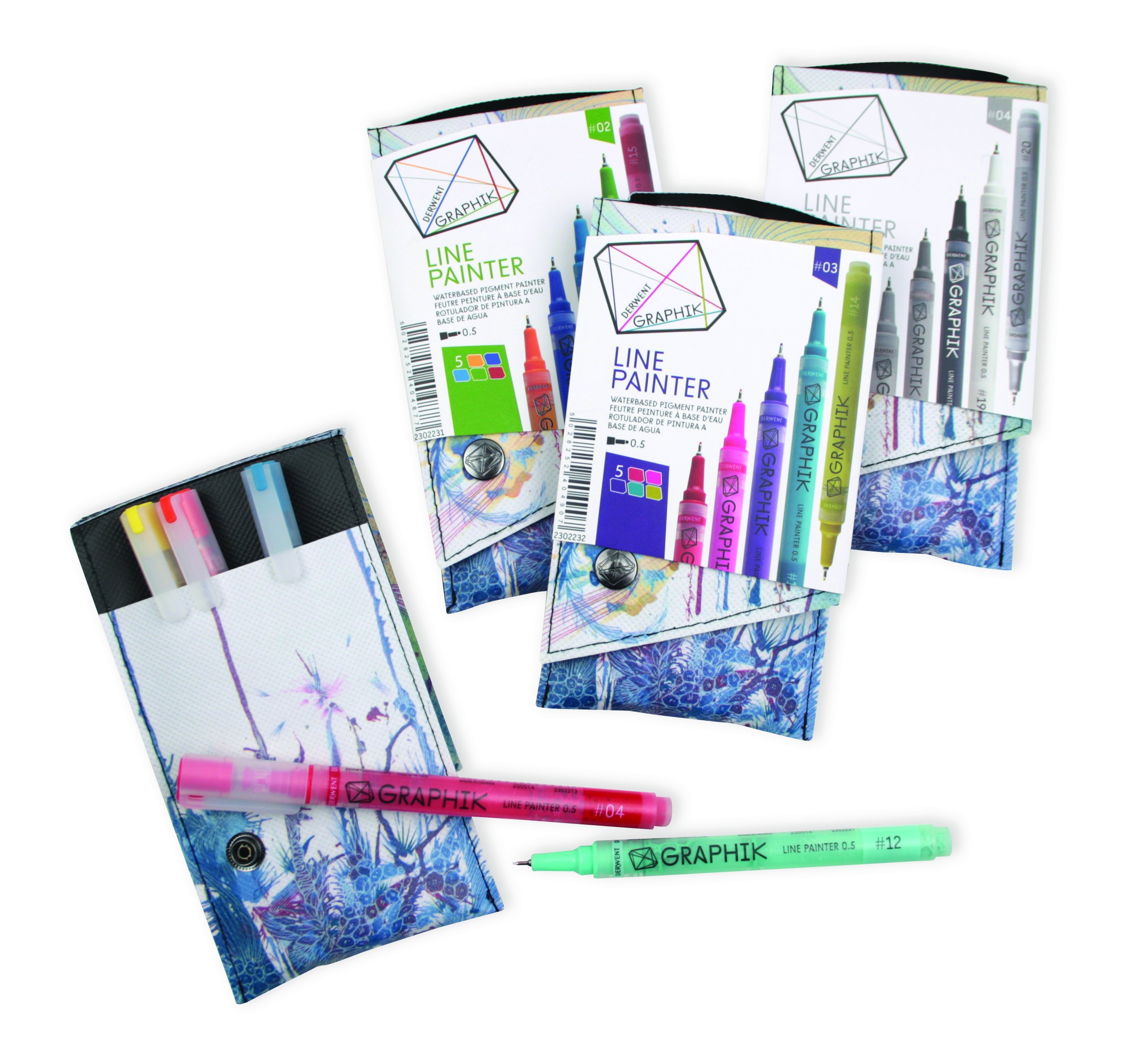 Derwent Graphite Pens, Graphik Line Painter Colored Pens, Palette No.1, 5 Pack (2302230)