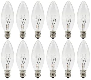 creative hobbies® replacement light bulbs for electric candle lamps, window candles, & chandeliers - 7 watt candelabra (e12), clear, steady burning, 120v 7w bulb - pack of 12