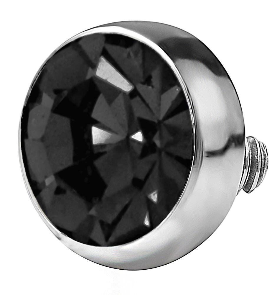 Forbidden Body Jewelry 14g 316L Internally Threaded Ultra Thin Flat Disc Black 4.4 mm Gem Top for Dermal Piercing