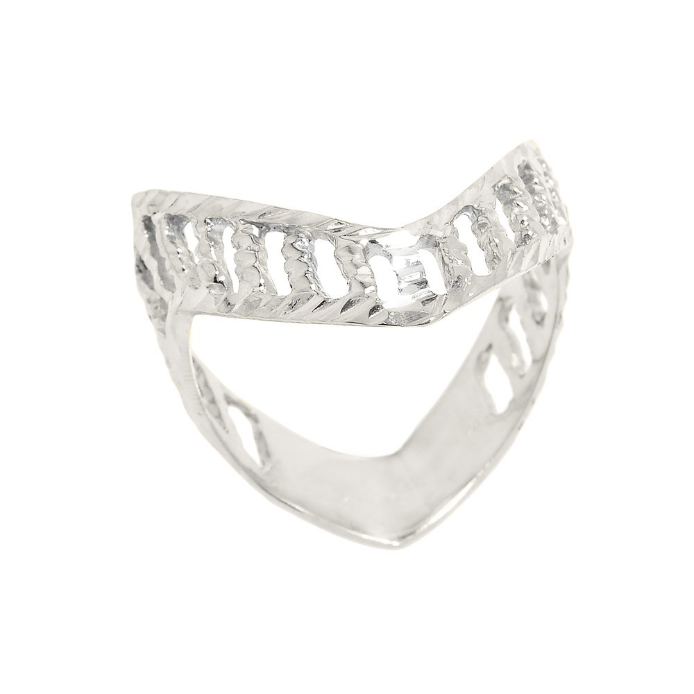 Polished 10k White Gold Open Design Band Thumb Ring (Size 9.5)