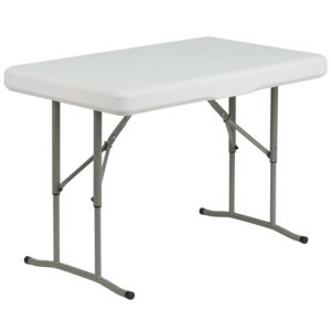 Flash Furniture Rowan 3 Piece Portable Plastic Folding Bench and Table Set,Granite White