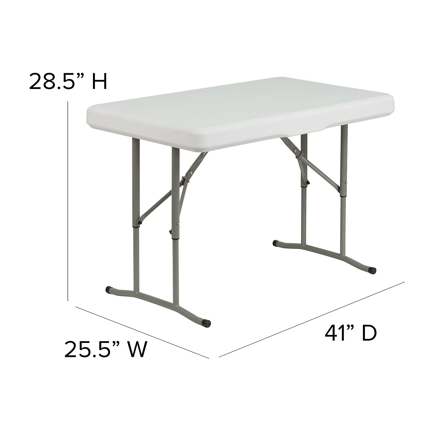 Flash Furniture Rowan 3 Piece Portable Plastic Folding Bench and Table Set,Granite White