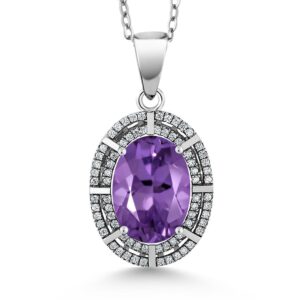 gem stone king 925 sterling silver 14x10mm oval gemstone birthstone pendant necklace for women with 18 inch silver chain