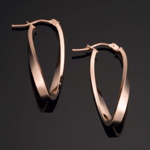 10k Rose Gold Polished Finish Twist Oval Hoop Earrings