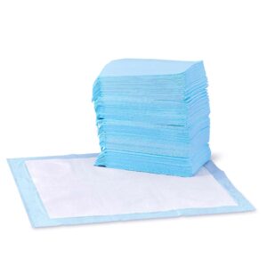 amazon basics dog and puppy pee pads with leak-proof quick-dry design for potty training, standard absorbency, regular size, 22 x 22 inches, pack of 150, blue & white