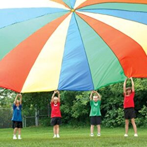 Palos Sports - Heavy Duty Standard Parachute 30' with 24 Handles, Kids Parachute for Cooperative play - Comes with Carrying Bag | Multi-colored