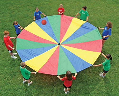 Palos Sports - Heavy Duty Standard Parachute 30' with 24 Handles, Kids Parachute for Cooperative play - Comes with Carrying Bag | Multi-colored