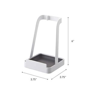 YAMAZAKI Home Ladle Holder - Lid Stand For Utensils In Kitchen, Steel, Water Resistant, No Assembly Req.,White