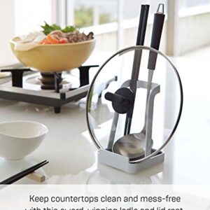 YAMAZAKI Home Ladle Holder - Lid Stand For Utensils In Kitchen, Steel, Water Resistant, No Assembly Req.,White