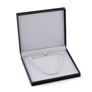 The Pearl Source 14K Gold 5.0-5.5mm AAAA Quality Round White Freshwater Cultured Pearl Necklace for Women 18" Princess Length