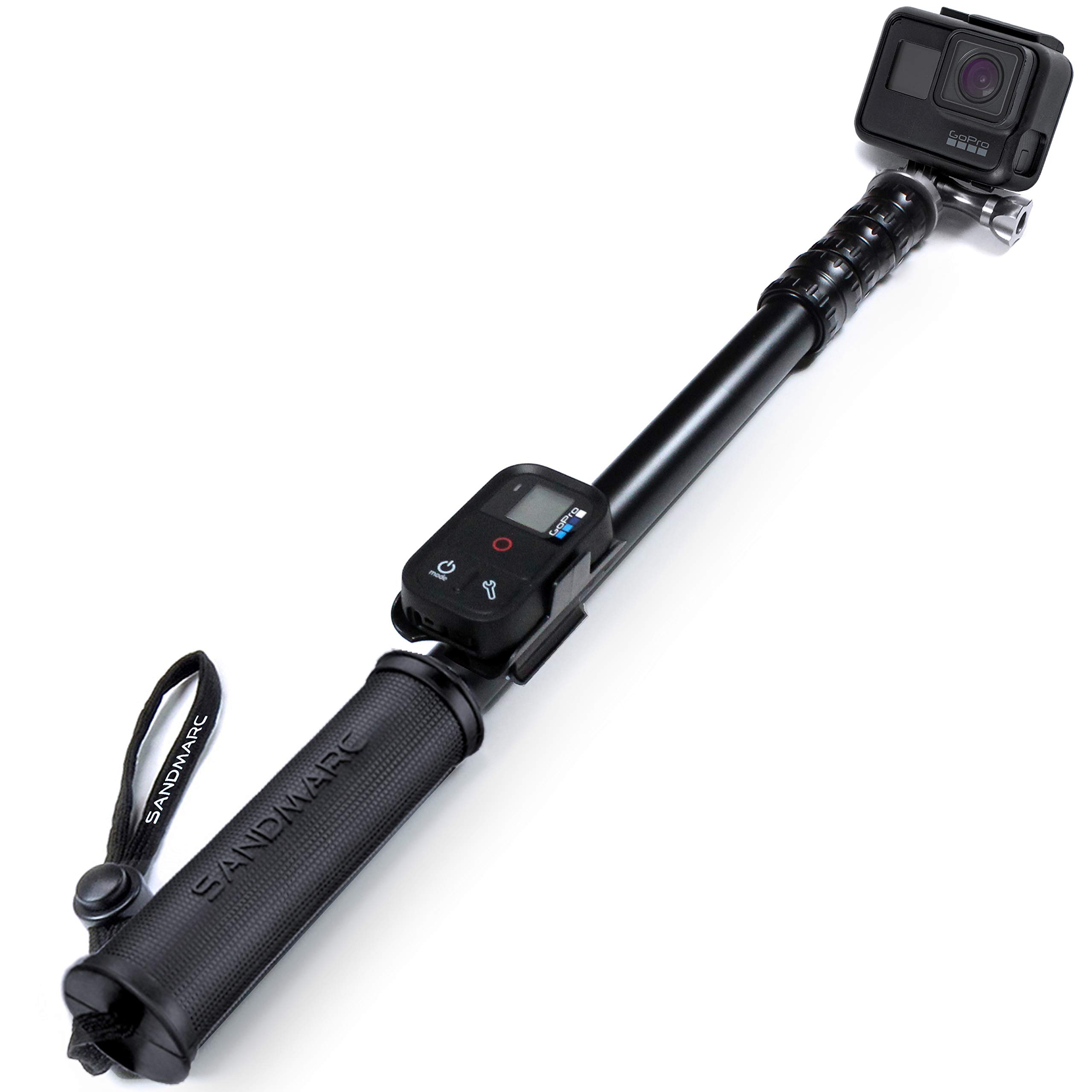 SANDMARC Pole - Metal Edition: 15-50" Waterproof Extension Stick (Pole) for GoPro Hero 11, 10, 9, 8, 7, 6, 5, Session, 4, 3+, 3, 2, & HD- with Remote Clip