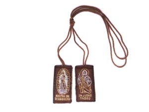 angelitos de mexico scapular jude the apostle with our lady of guadalupe (brown)