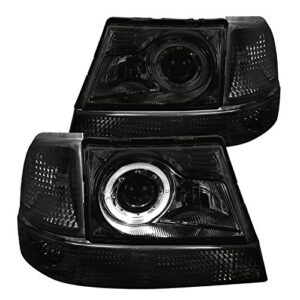 spec-d tuning halo projector headlights smoke + corner lights bumper turn signal lamp compatible with ford ranger 1998-2000 l+r pair assembly