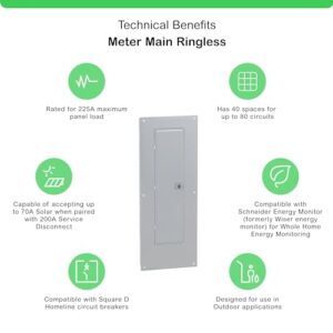 Square D - HOM4080M200PC 200 Amp 40-Space 80-Circuit Indoor Main Breaker Load Center, Gray