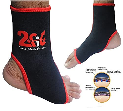 2Fit Elasticated Neoprene Ankle Foot Brace Support Pain Injury Relief Leg & Foot (S/M)