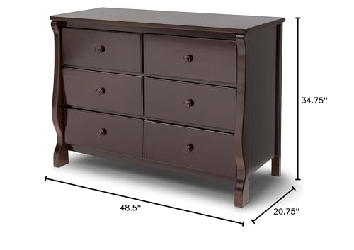 Delta Children Universal 6 Drawer Dresser, Greenguard Gold Certified, Dark Chocolate