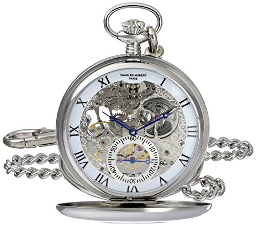 Charles-Hubert, Paris 3972-W Premium Collection Analog Display Mechanical Hand Wind Pocket Watch