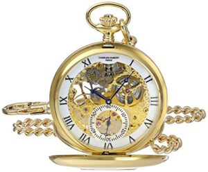 charles-hubert, paris 3972-g premium collection analog display mechanical hand wind pocket watch