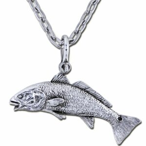 nautora redfish pendant crafted in sterling silver on necklace chain - fish necklace