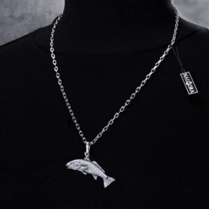 NAUTORA Redfish Pendant Crafted in Sterling Silver on Necklace Chain - Fish Necklace