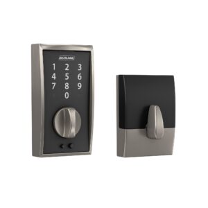 schlage be375 cen 619 touch century deadbolt, electronic keyless entry lock, satin nickel