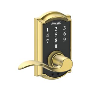 schlage touch camelot lock with accent lever (bright brass) fe695 cam 605 acc