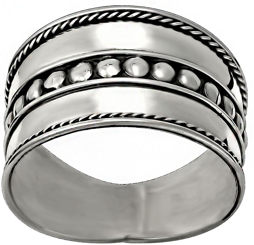 Kinzie Fashion .925 Sterling Silver Wide Balinese Braided Design Cigar Band Ring, Size 9