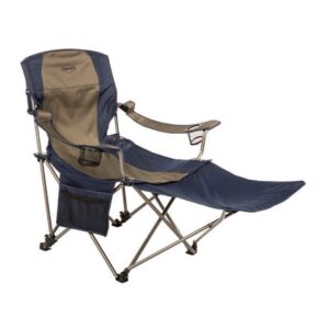 kamp rite folding camp chair w/ 2 cupholders and detachable footrest, navy/tan