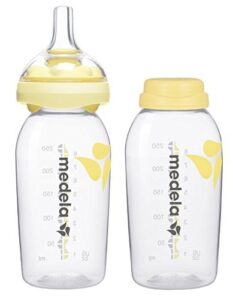 medela calma breastmilk bottle base & nipple set - yellow - 8 oz - 2 pk