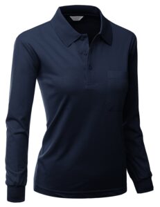 women's pique 180-201 tc polo dri fit collar t shirt navy size l