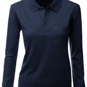 Women's Pique 180-201 TC Polo Dri Fit Collar t Shirt NAVY Size L