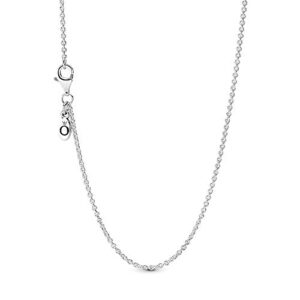 pandora classic cable chain necklace - thin necklace chain with lobster clasp - great gift for women - sterling silver adjustable chain necklace - 17.7"