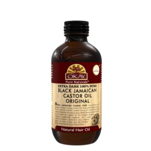 OKAY | Extra Dark 100% Natural Black Jamaican Castor Oil | For All Hair Textures & Skin Types | Grow Strong, Healthy, Smooth and Thick Hair | With Vitamin E - Omega 6 & 9 | 4 oz