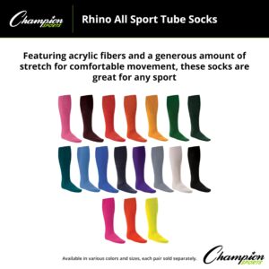 Champion Sports Rhino® All Sport Socks - Machine Washable Sport Sock - for Baseball, Football, Soccer - Cushioned Tube Sock - Stay-in-Place Fit - Size L/10-13 - Kelly Green