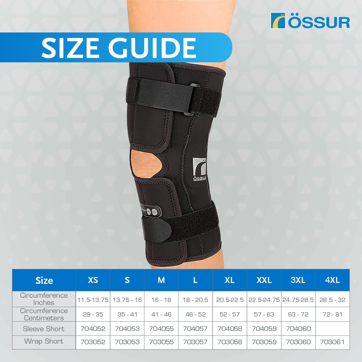 Össur Rebound Knee Wrap - Premium Compression for Personalized Knee Support, Stability, and Comfort in Sports, Workouts, and Everyday Wear - Enhance Knee Health and Performance (X-Small)