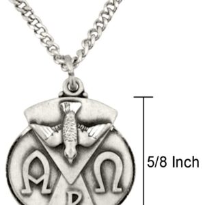 Holy Spirit Chi Rho Cross 5/8 Inch Sterling Silver Medal