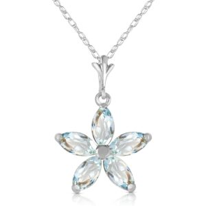 galaxy gold gg 14k 20" white gold necklace with aquamarine flower pendant